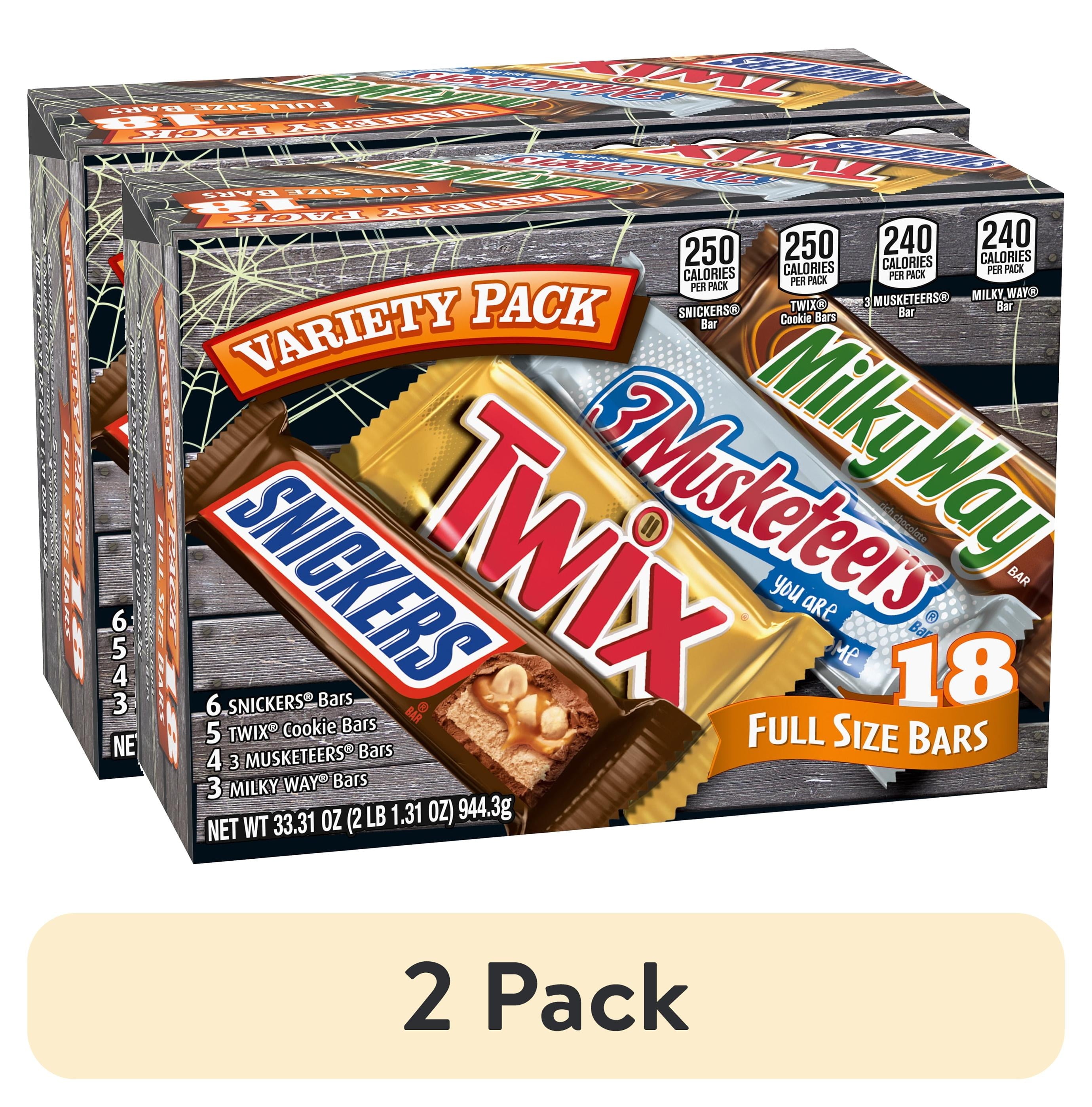 (2 pack) Snickers, Twix, Milky Way & 3 Musketeers Variety pack Hallowe ...
